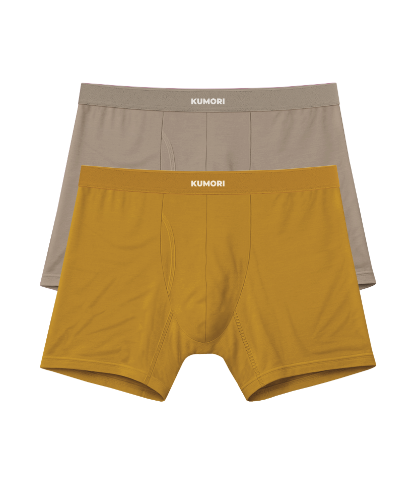 Bamboo Boxer Briefs 2 Pack Coastal Marigold & Dune – Kumori